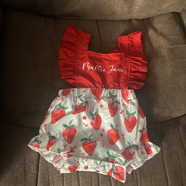 Berry First Birthday Outfit, Personalized Baby Girl Strawberry Clothes ...