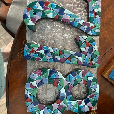 Ceramic Numeral With Mosaic Ornaments, Custom Numbers Wall Decor, House ...