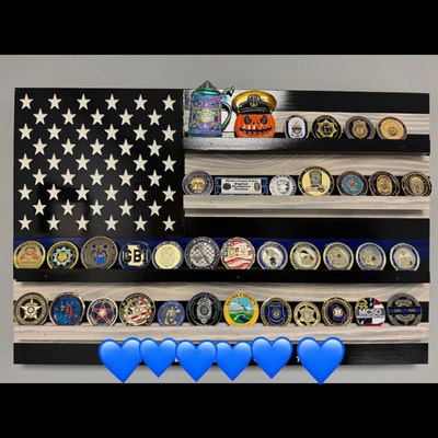 AMERICAN FLAG / Challenge Coin Display Flag Optional / Wood Flag - Etsy