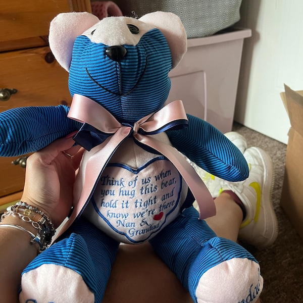 Memory Bear Handmade Personalised Keepsake Remembrance Bereavement Bear ...