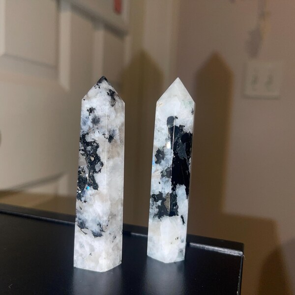 Moonstone Tower Point- Natural Stone Crystal Obelisk Wand- Throat ...