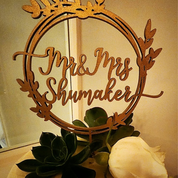 Gold Cake Topper With Names, Personalized Cake Topper, Custom Names ...