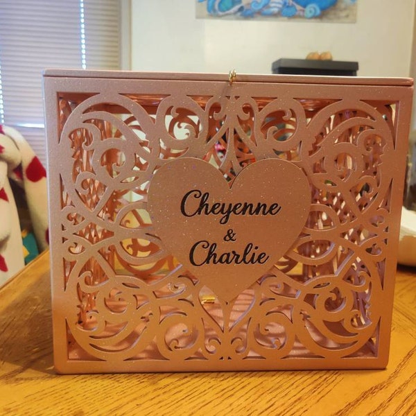 Navy Wedding Card Box With Slot Lock Wedding Money Box Rustic Card Box ...