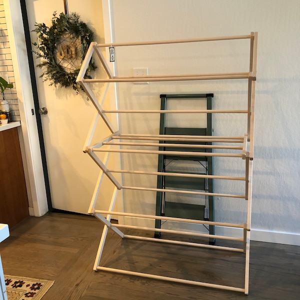XL Wooden Clothes Drying Rack, 42 Ft – Indoor/outdoor Laundry Hanger - Etsy