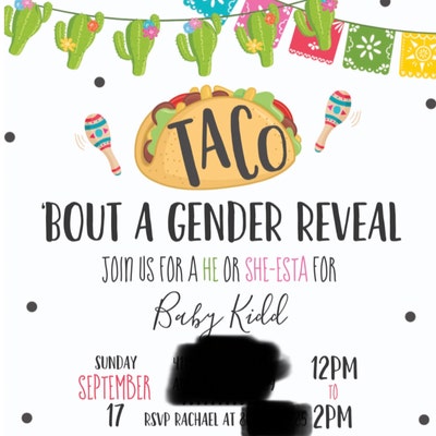 Taco 'bout A Gender Reveal Party Fiesta He or She-esta Invitation Taco ...