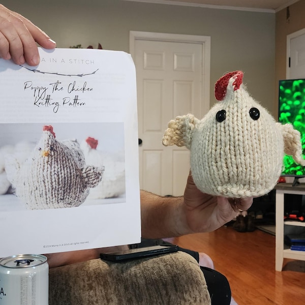 Poppy the Chicken Knitting Pattern ORIGINAL, Knit Chicken Pattern ...
