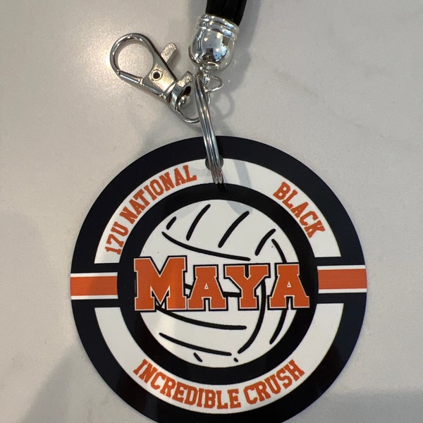Volleyball Bag Tag, Aluminum Decorated Both Sides, Collegiate Graphic ...