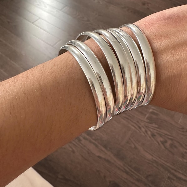 Handmade Sterling Silver Bangle Set: Designer Stacking Bangles - Etsy