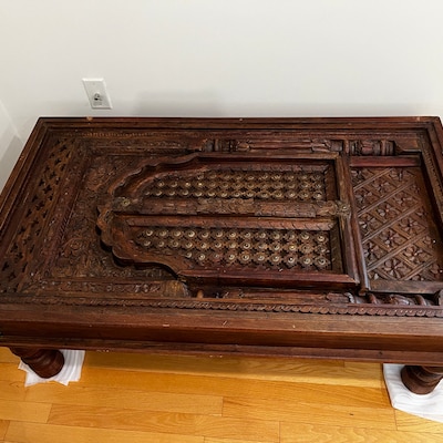 Indian Wooden Hand Carved Centre Table, Coffee Table, Indian Serving ...