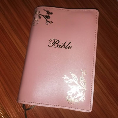 Pink Personalized Leather Bible Cover Christmas Gift Bible - Etsy