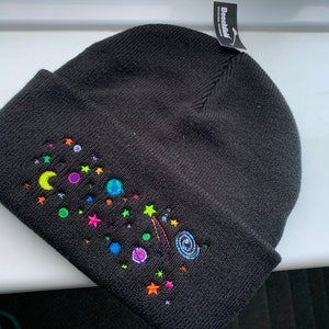 Space Cosmic Galactic Solar System Embroidered Black Unisex Cap Science ...