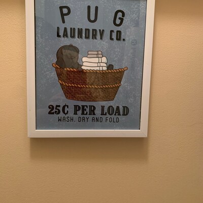Black Pug Dog Laundry Wall Decor, Wash Dry Fold Laundry Art Print, Dog ...
