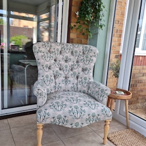 Armchair Chair Seat in a Printed Tree Design in Green on Velvet ...