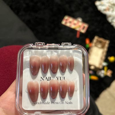 Handmade Pink Moonlight French Press on Nails French Nails Daily Nails ...