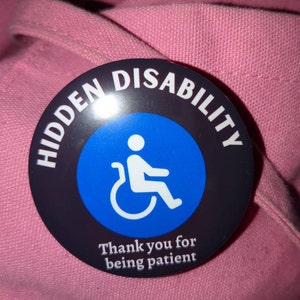 Visually Impaired Pinback Button Pin, Disability Awareness Badge, I'm ...