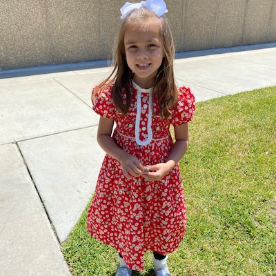 Yellow Floral Girls Smocked Dress/romper Kids Occasional Outfit Spring ...