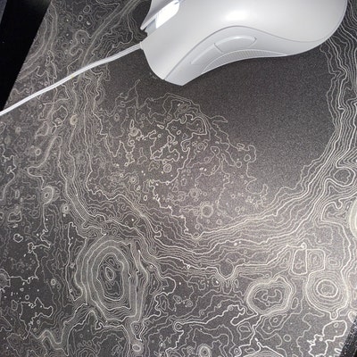 Moon Topographic Map Desk Mat, Large Gaming Mousepad, Black Desk Pad ...