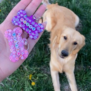 Custom Resin Pet ID Tags With Letter Beads Personalized Key - Etsy