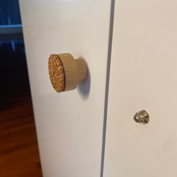 6 Pcs Natural Caramel Rattan Boho Door Knobs for Drawer, Cabinet ...