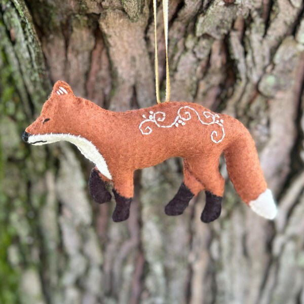 Fox Felt Ornament, SVG PDF Sewing Pattern, Christmas Ornaments, Felt ...