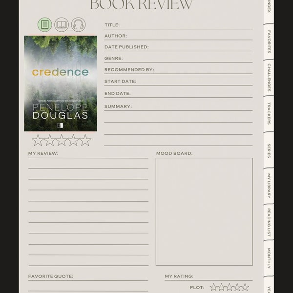 Reading Journal Printable, Book Reading Planner, Book Review and ...