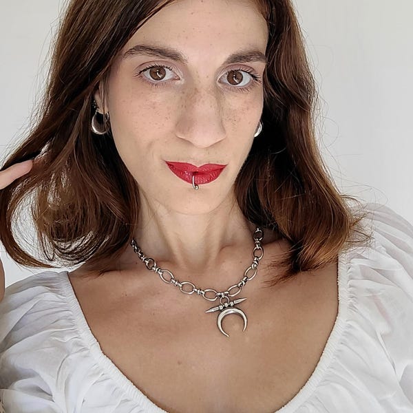 Spike Chain Choker Necklace| Gothic Jewelry| Spike Necklace| Emo ...