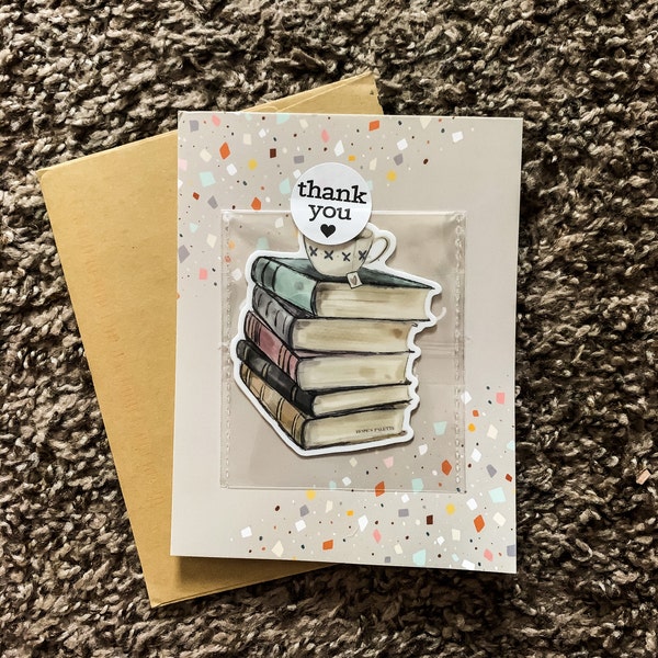 Book Stack With Tea Sticker, Vintage Book Sticker, Tea Sticker ...