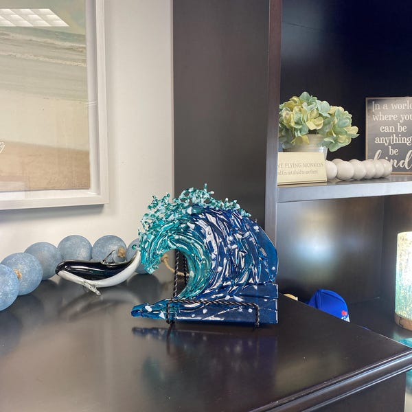 9 Inch Ocean Wave Sculpture Fused Glass Art - Etsy