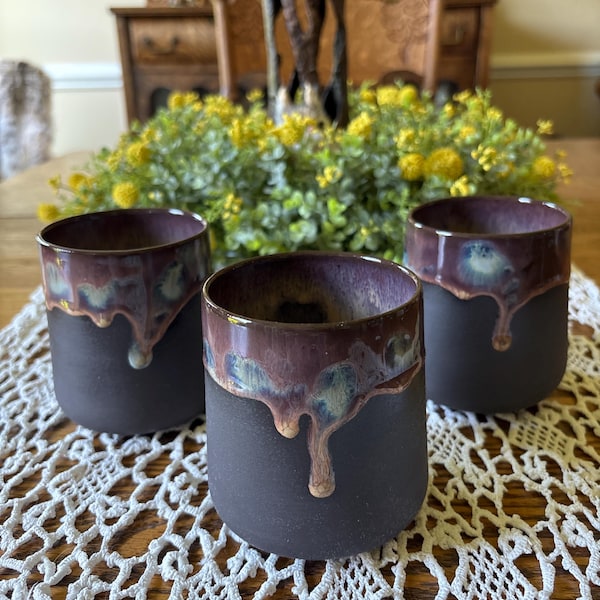 Dripping Style Multicolor Black Clay Pottery, Handmade Stoneware ...