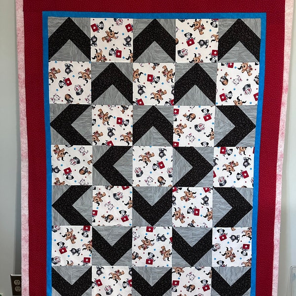 Tumbling Triangles 3 Yard Quilt Pattern Lap Size Quilt 46 X 58 Inches ...
