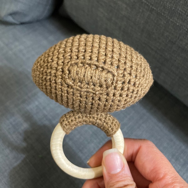 Baby Rattle Ball Rugby Football, Newborn Toy, Crochet Ball, Sport Baby ...