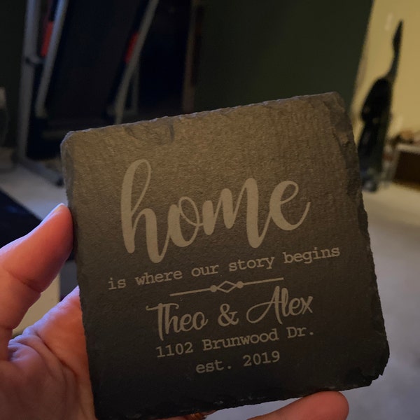 Housewarming Gift, New Home Gift, Wedding Gift, Slate Coasters, Our ...
