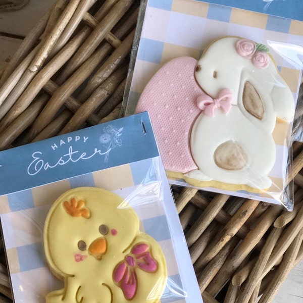 DIGITAL 'happy Easter' Cookie Backer Card With Topper | Blue & Beige ...