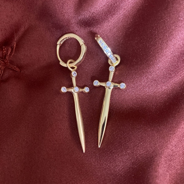 Dagger Earrings - Sword Earrings - Dagger Drop Earrings - Sword Dangle ...