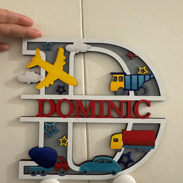 Vehicles Wooden Personalised Letter Plane Truck Car Name Sign - Hand ...