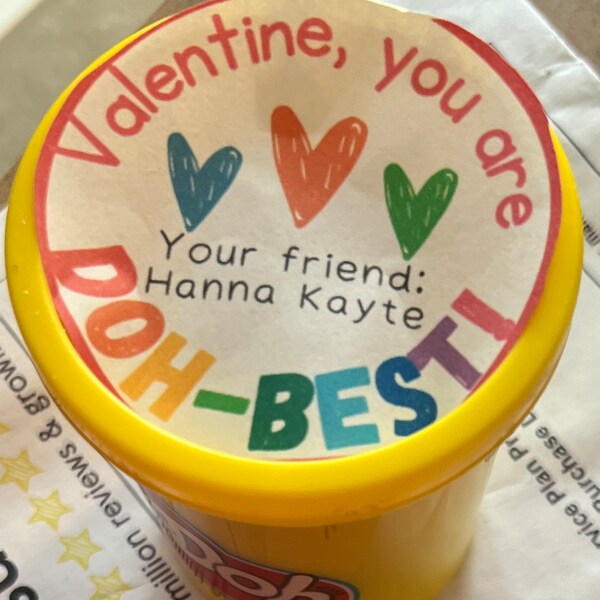 Personalized Valentine's Day Play-doh Tag, Play Dough Valentine Gift ...