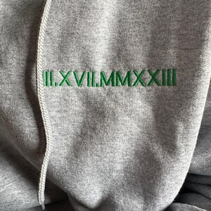 Custom Embroidered Roman Numerals Hoodie, Personalize With Your Date ...