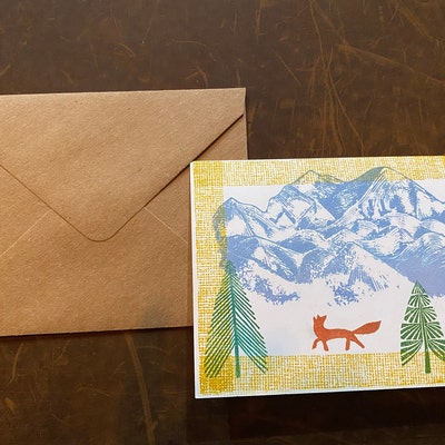 Fox and Fir Tree Rubber Stamps, Fox Stamp, Tree Stamp, Christmas Rubber ...