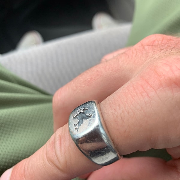 Oxidized Sterling Silver Winged Lion Ring: Ancient Greek Style - Etsy