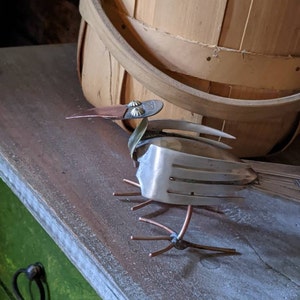 Spoon Bird Silverware Sculptures Silver Copper Eclectic Metal Art ...