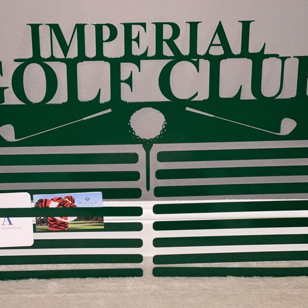 Golf Scorecard Display With Clubs Custom Name Metal Sign - Scorecard ...