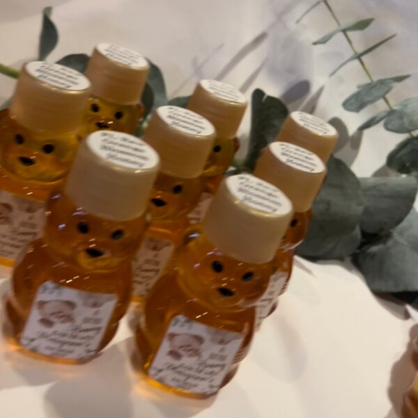 25 Pure Raw Custom Mini Honey Bears, Choose Your Honey, Wedding, Bridal ...
