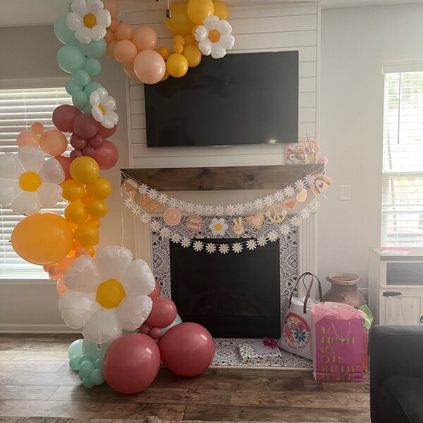 151pcs Pastel Daisy Flower Balloon Garland Kit Peach Pink Lemon Two ...