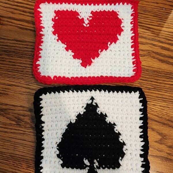PDF PATTERN - Playing Card Suits Mosaic Crochet Square - Magic, Heart ...