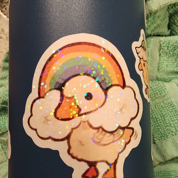 Holographic Rainbow Ducky Sticker / Duck Sticker / Goose Sticker / Cute ...