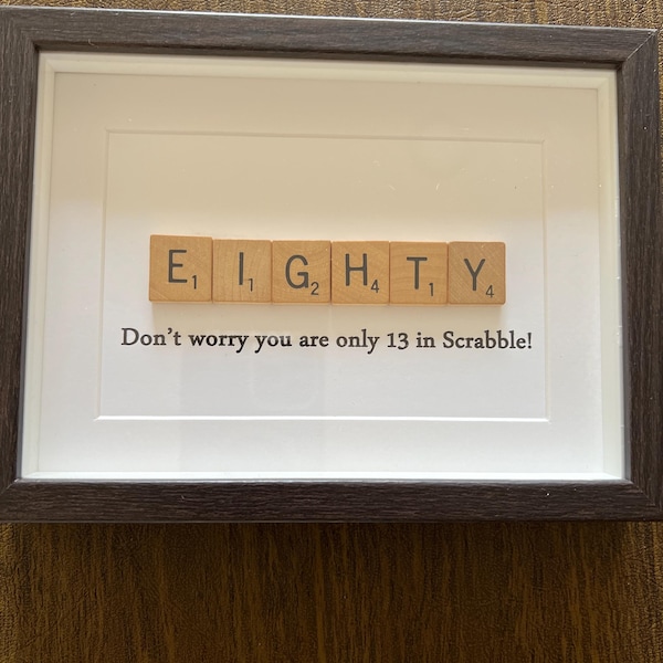 Scrabble Tile Birthday Age Frame: Milestone Gift (5x7) - 30, 40, 50, 60 ...