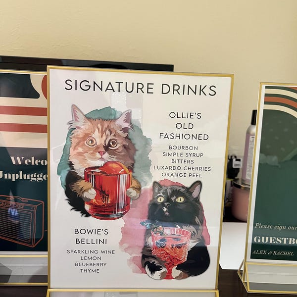 Personalized Drink Menu With Cat Theme for Weddings | Whisker Sour ...