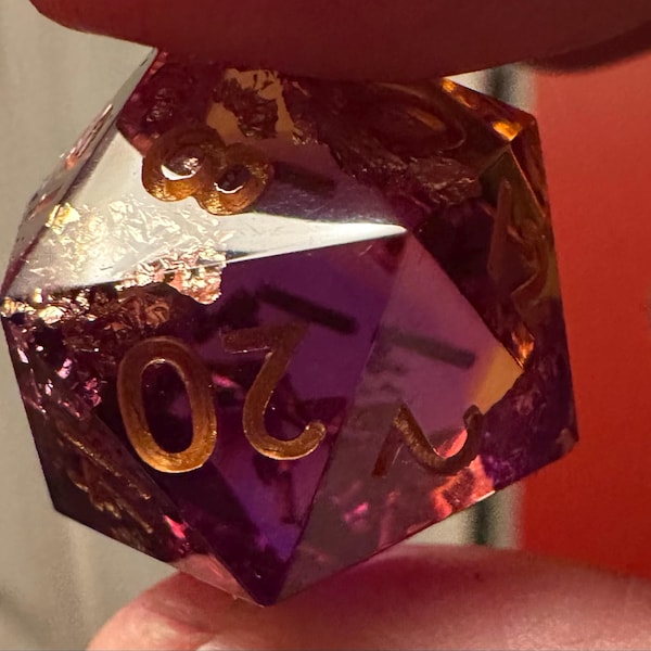 Fireheart Single D20 Fire Dice, Handmade Resin Sharp Edge Dnd Dice Set ...