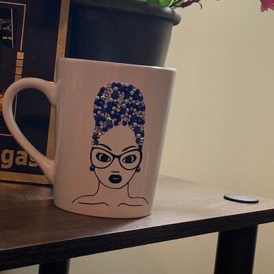 Mug, Bling Mug, Ceramic Mug, Rhinestone Mug, Resin Rhinestones, Coffee ...