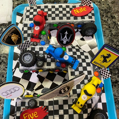Mini Race Car Fondant Cake Toppers, Handmade Edible Sports Car Cake ...